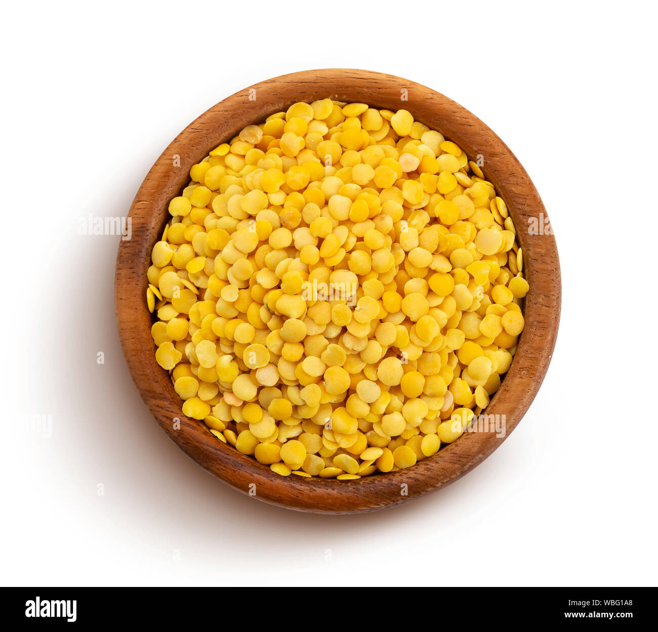 Yellow lentils isolated on white background, top view Stock Photo - Alamy