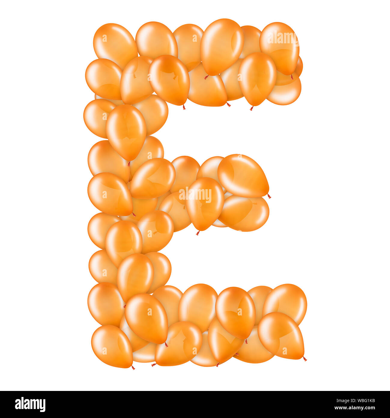 Orange letter E from helium balloons part of English alphabet Stock ...