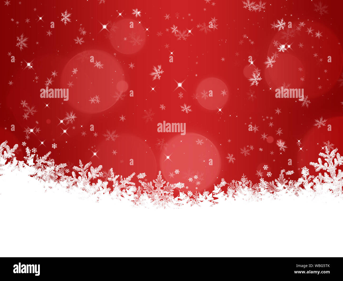 Illustration of falling snowflakes over red background Stock Photo - Alamy