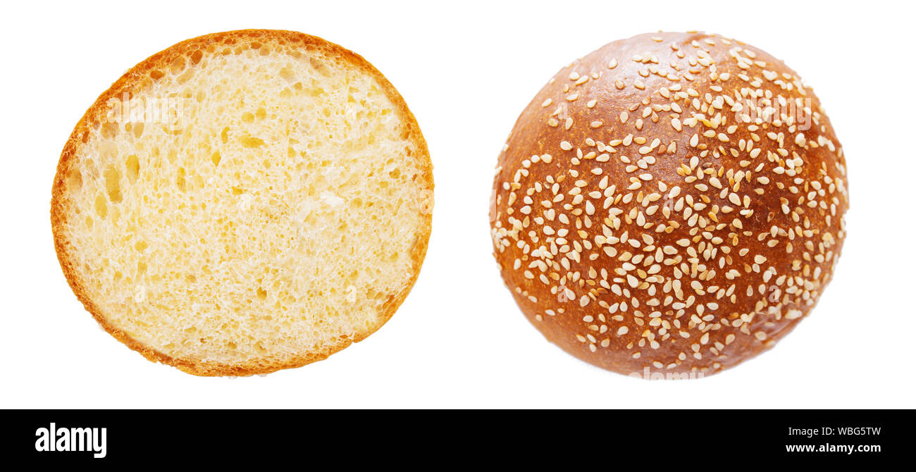 Homemade sourdough bread. Burger bun isolated on white background Stock ...