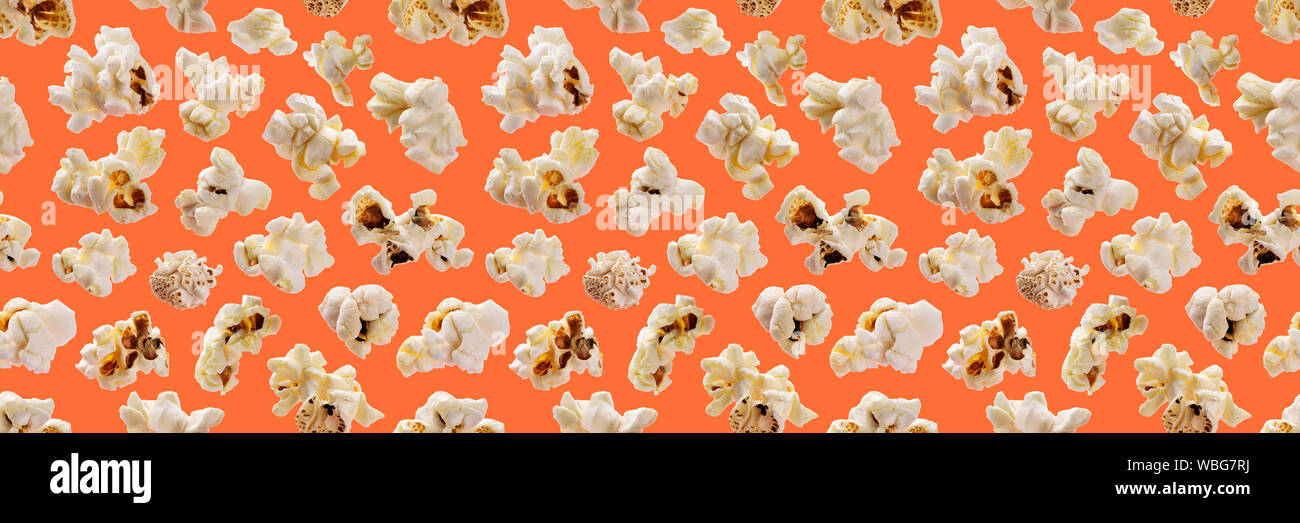 Popcorn seamless pattern. Popcorn on orange background Stock Photo - Alamy
