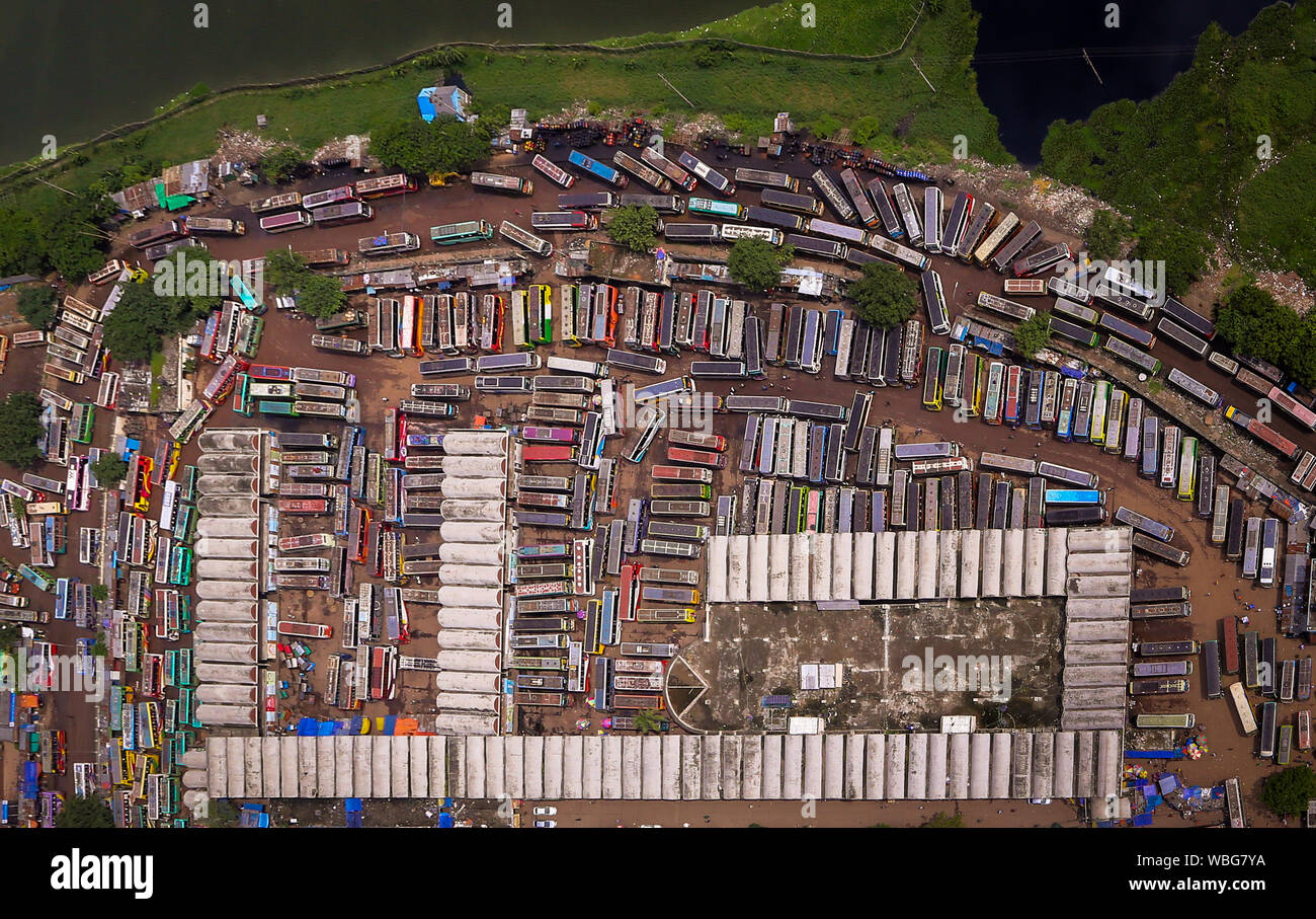 Aerial view of buses hi-res stock photography and images - Alamy