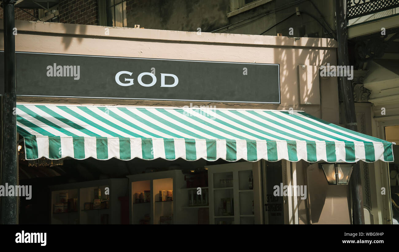 Street Sign the Direction Way to God Stock Photo - Alamy