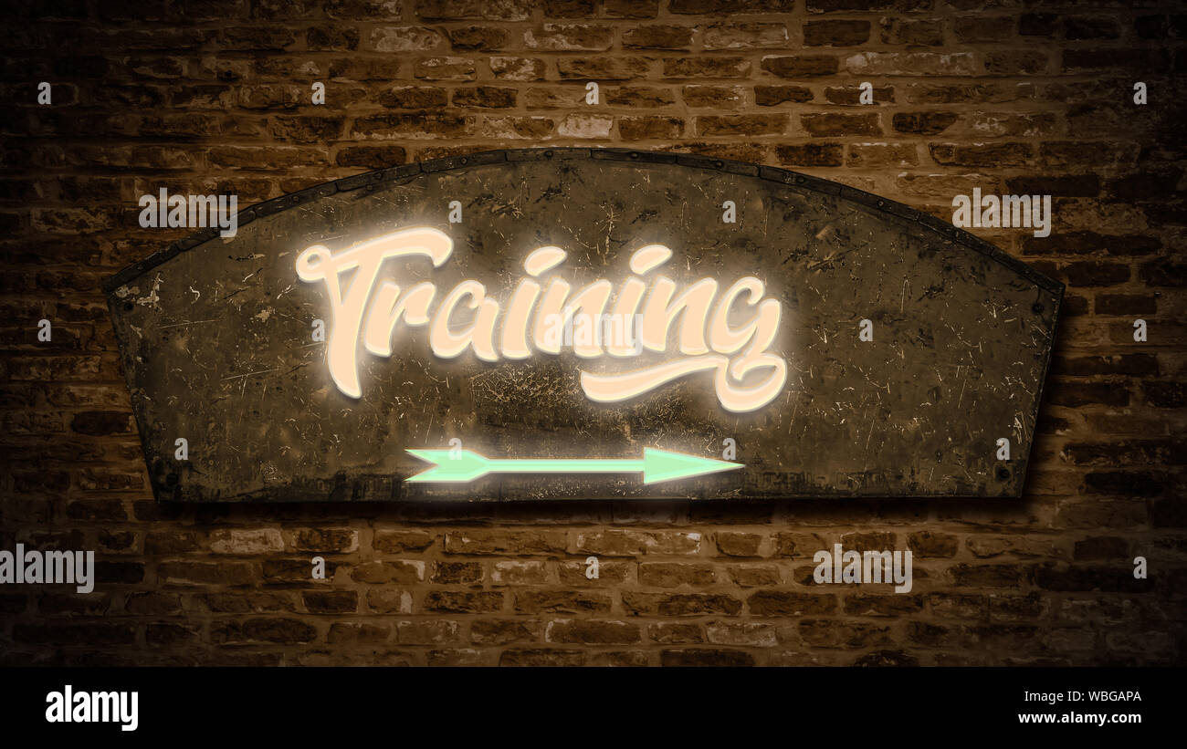 Street Sign the Direction Way to Training Stock Photo - Alamy