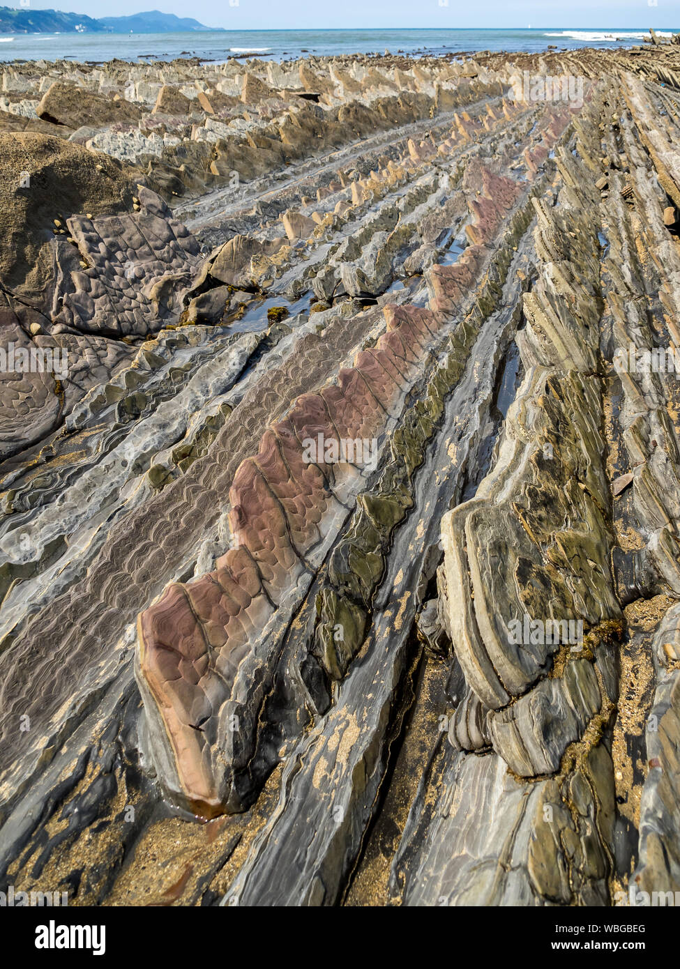 The Flysch Coast of Sakoneta, Zumaia - Basque Country, Spain Stock ...