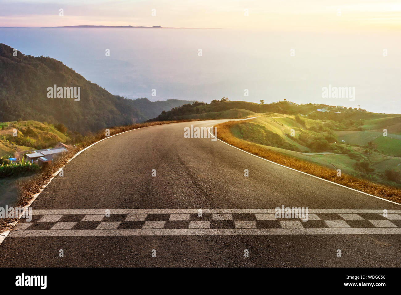 The beginning of racing on the road race track on the mountain Stock ...