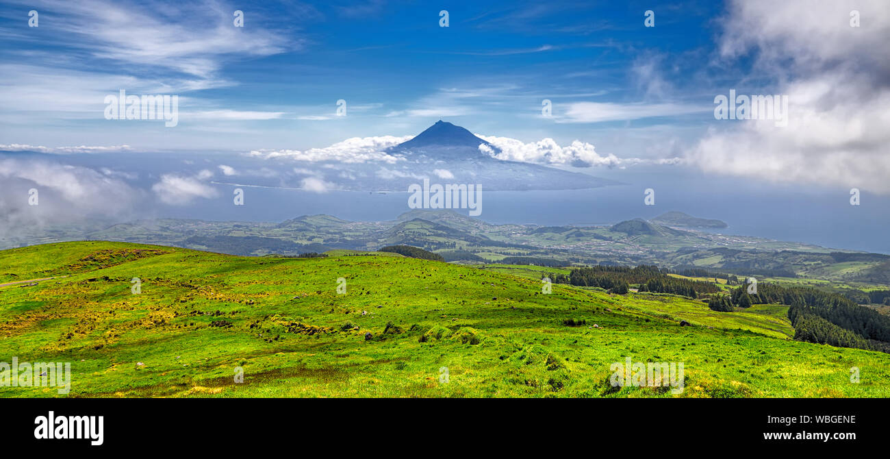 Island Pico with Volcano Mount Pico, Azores - view from island Faial ...