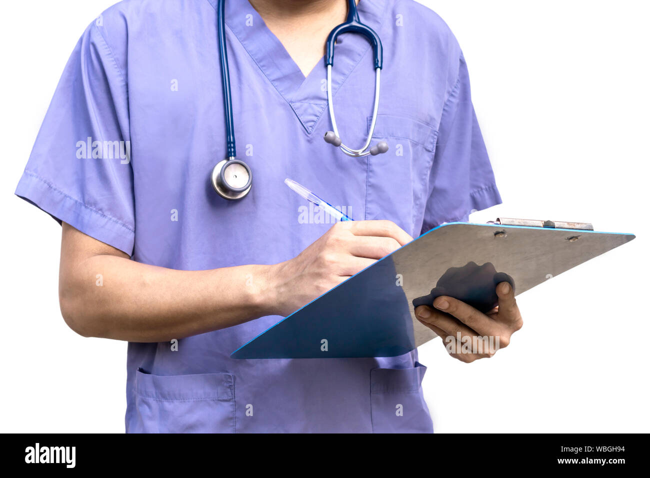Doctor hand holding clipbord isolated on white background. Doctor ...