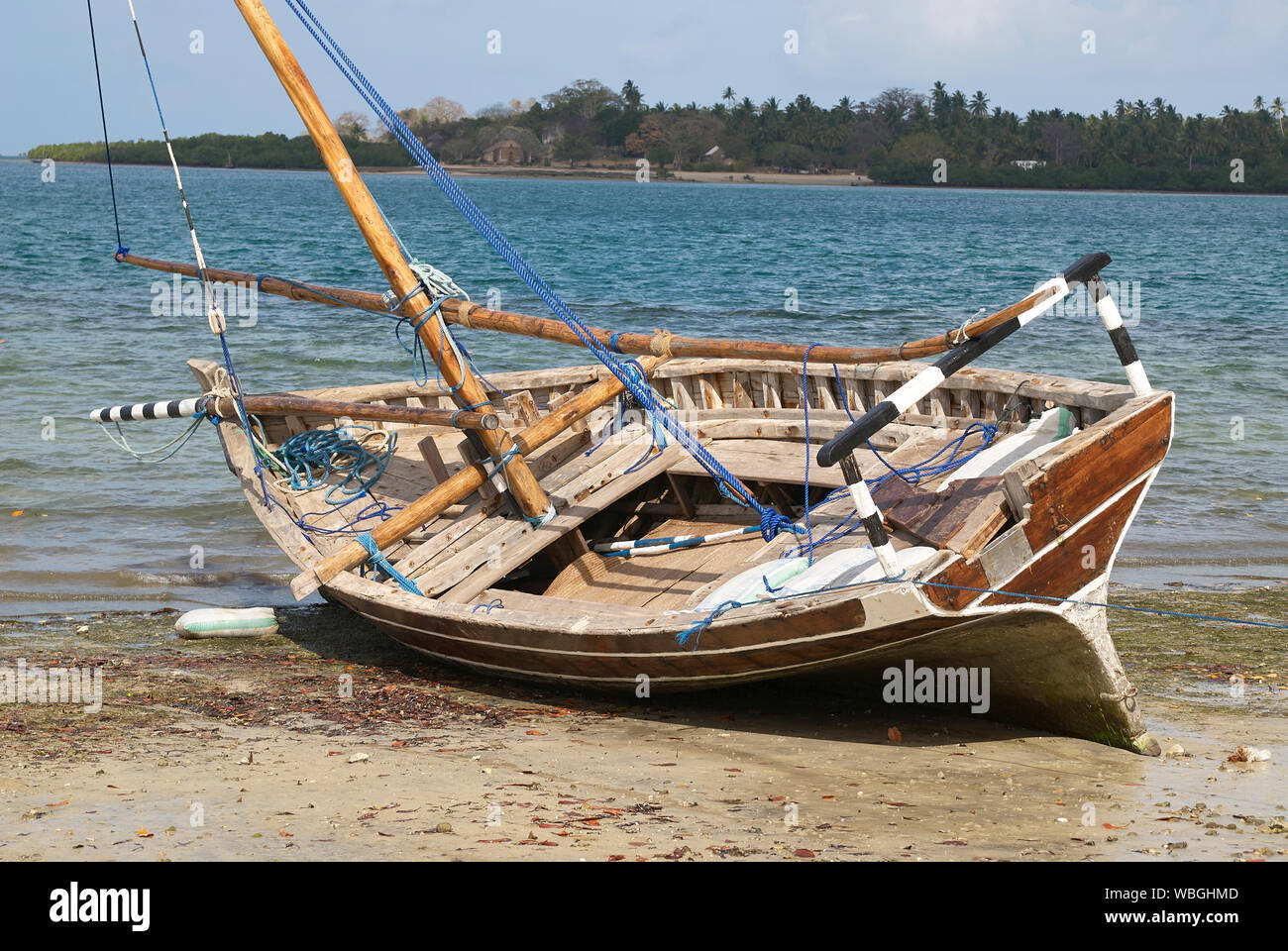 An old dhow, ashore in Chole Bay, Tazania Stock Photo - Alamy