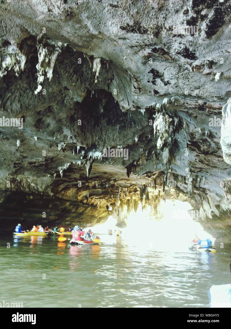 Kayaking In Cave Stock Photo - Alamy