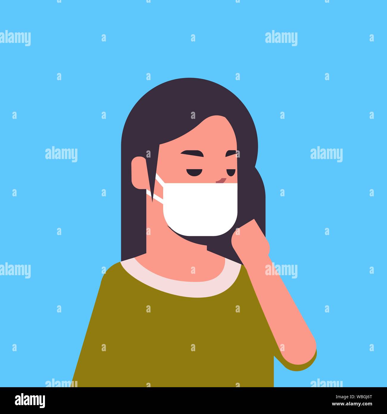 woman wearing face mask environmental industrial smog dust toxic air ...