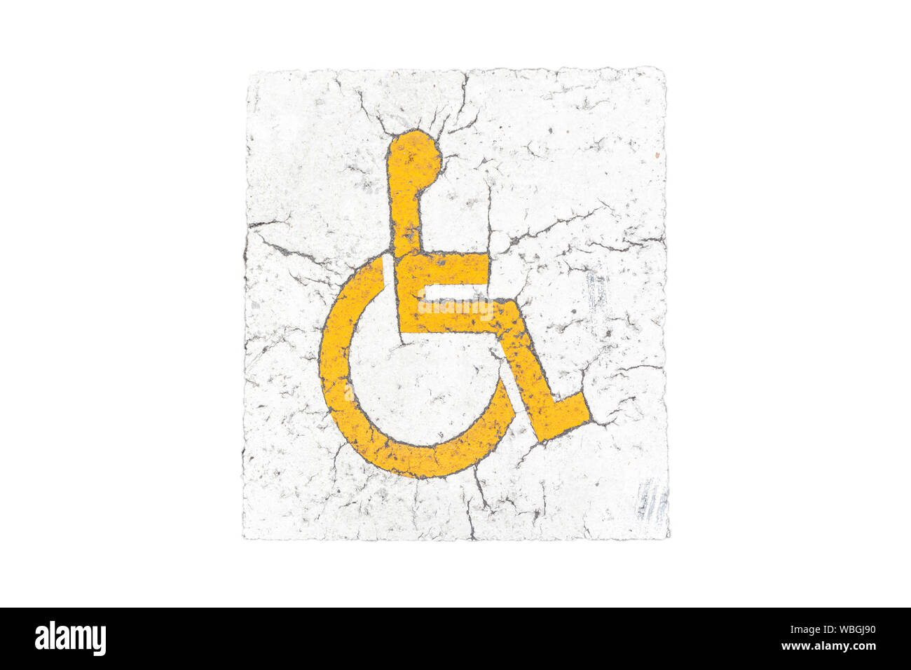 Disable parking painted yellow sign. Handicapped parking spot on the ...