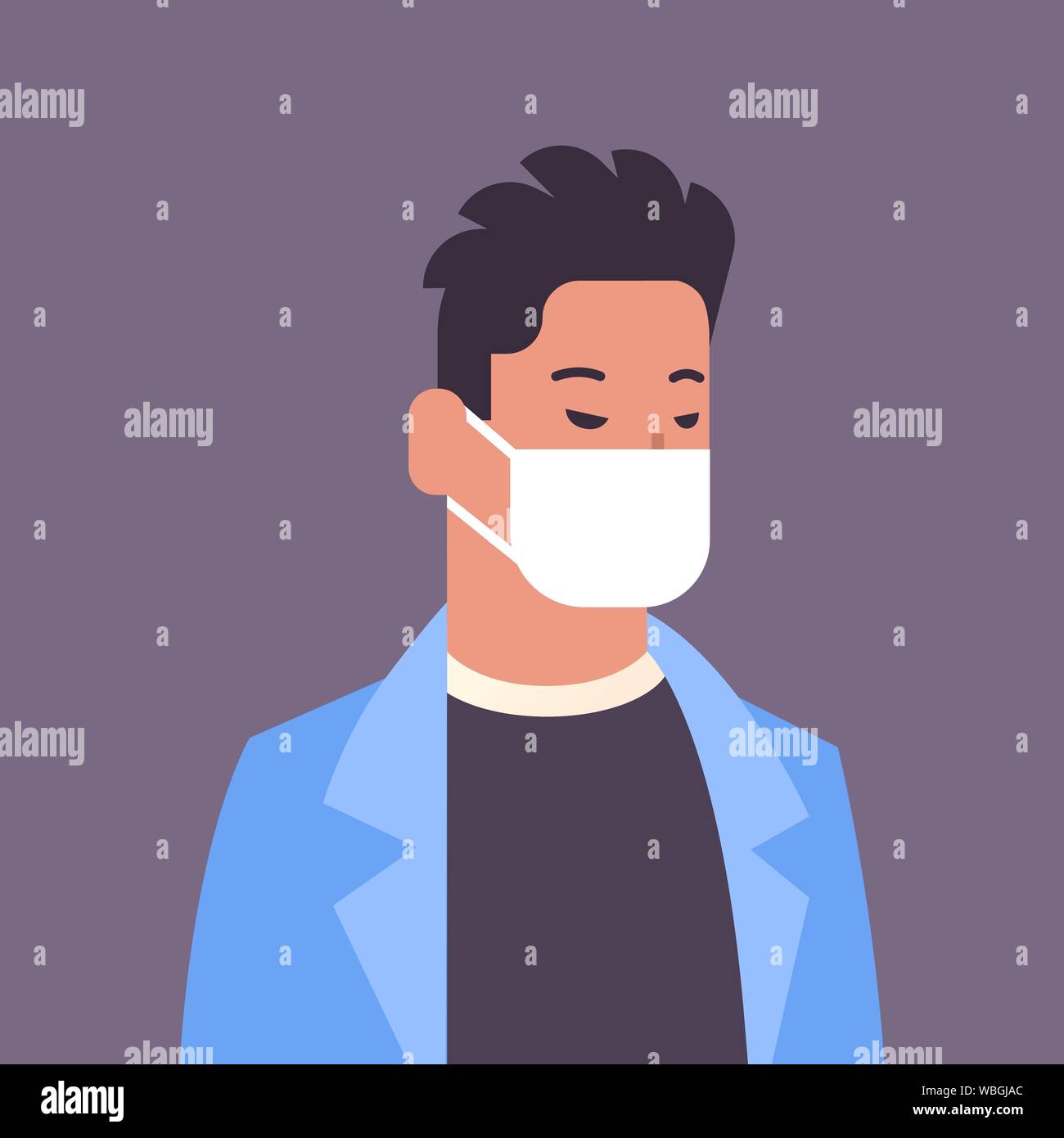 man wearing face mask environmental industrial smog dust toxic air ...