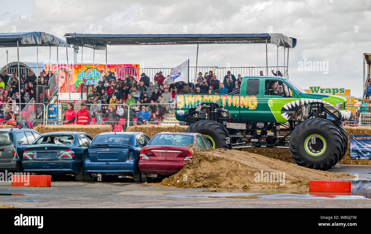 The monster truck Swamp Thing undergoing safety checks before ...