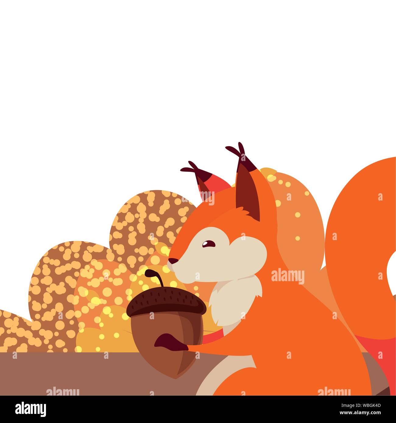 squirrel acorn foliage happy autumn season vector illustration Stock ...