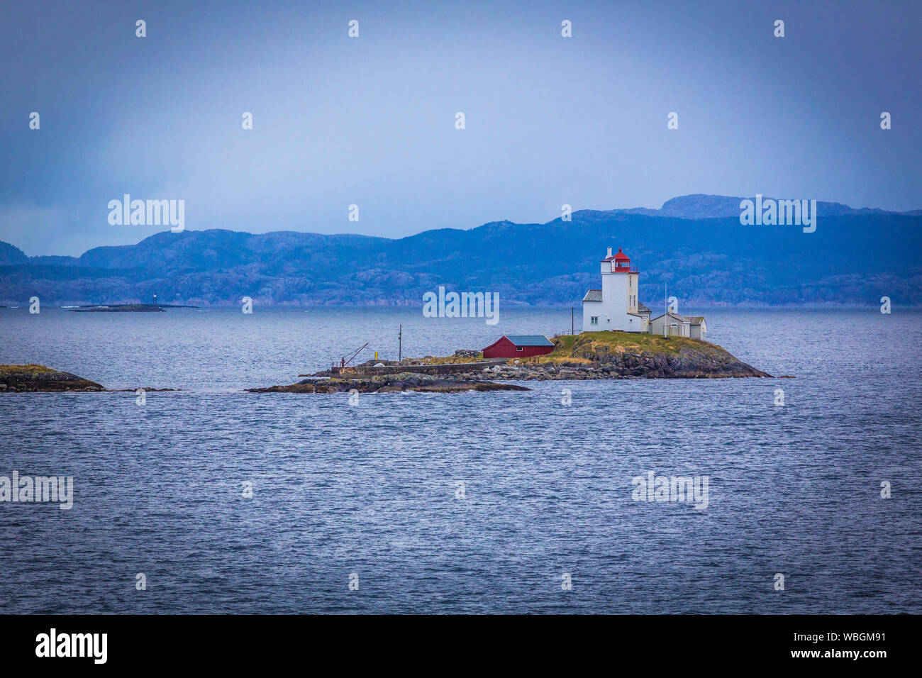 white lighthouse in the Norwegian Sea Stock Photo - Alamy