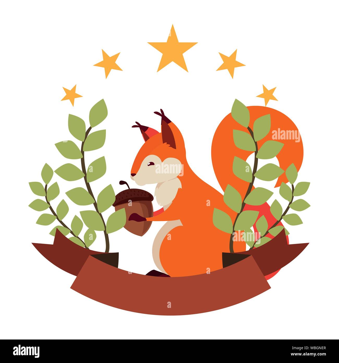 squirrel acorn happy autumn season vector illustration Stock Vector ...