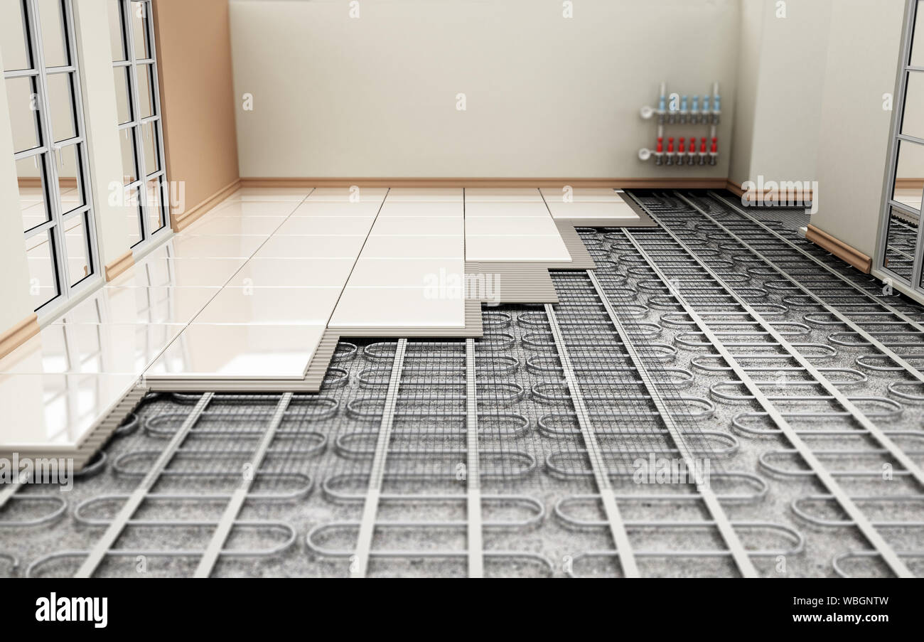 Ground heating system structural detail. 3D illustration Stock Photo ...