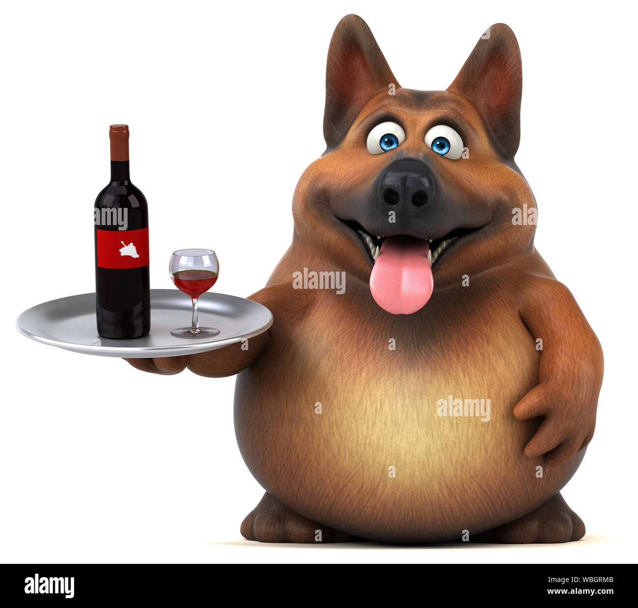 Fun german shepherd dog - 3D Illustration Stock Photo - Alamy