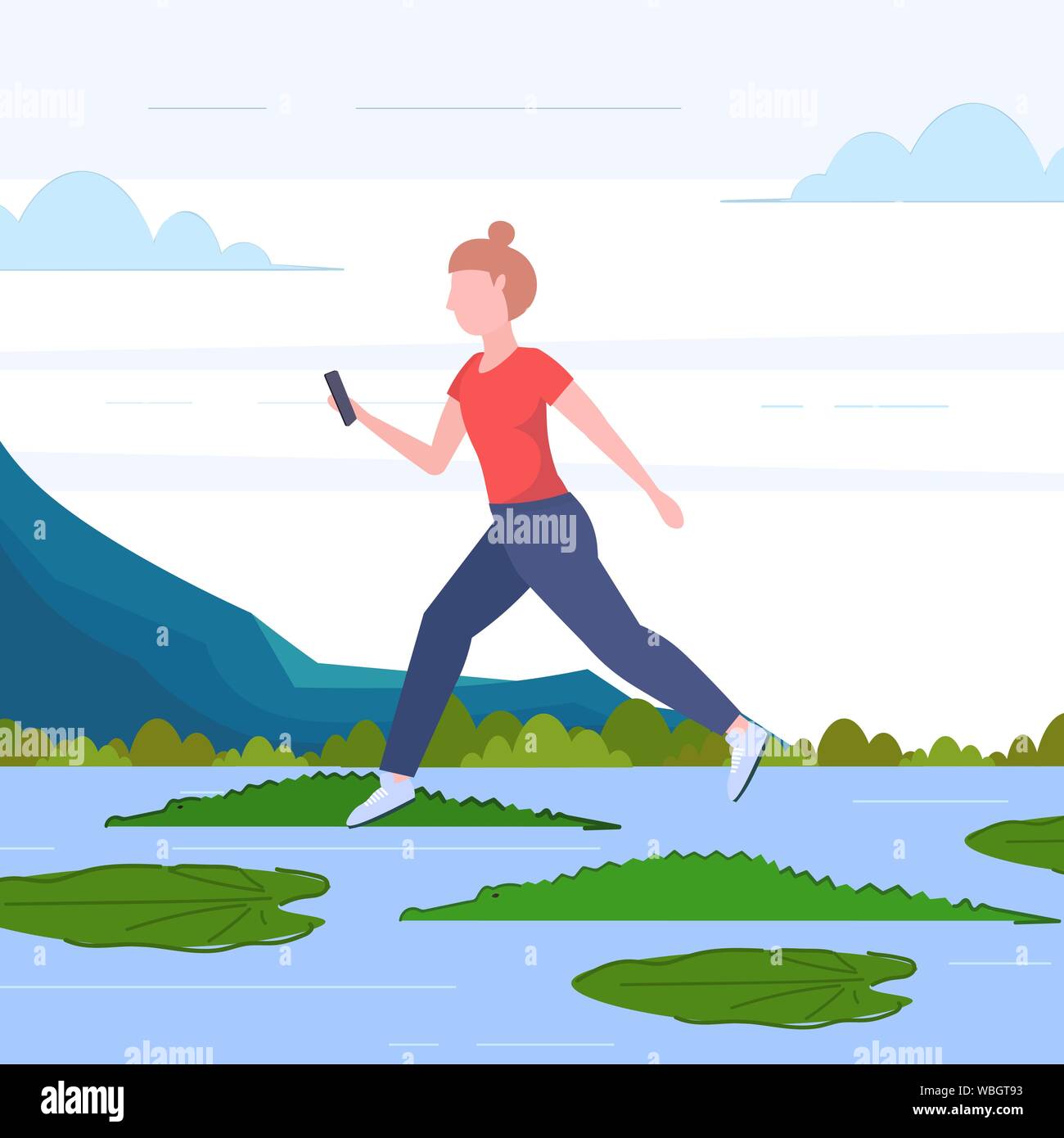 Woman using cellphone over Stock Vector Images - Alamy