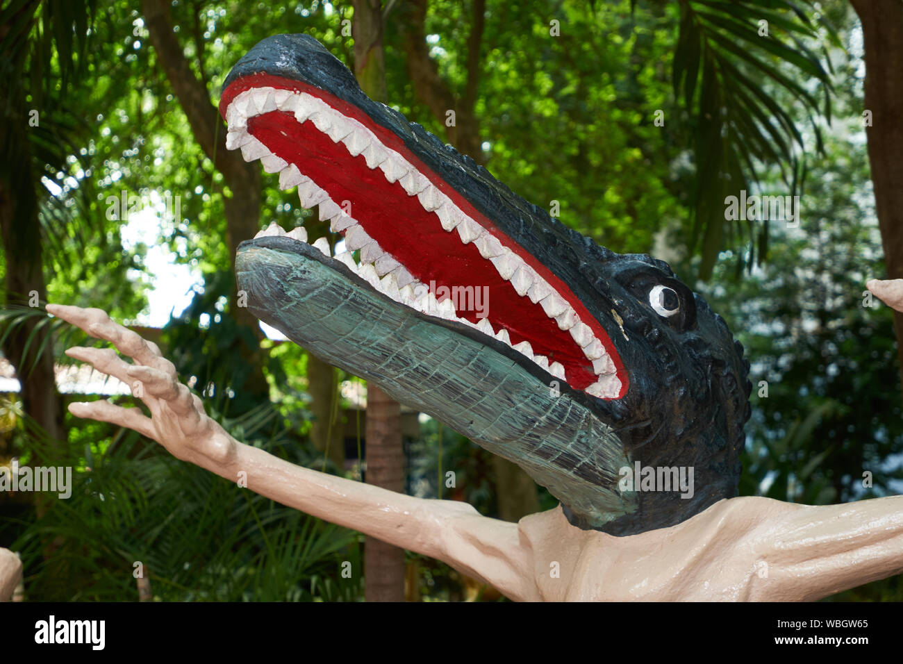 A person turned into a alligator, crocodile in the Hell Garden at Wat ...