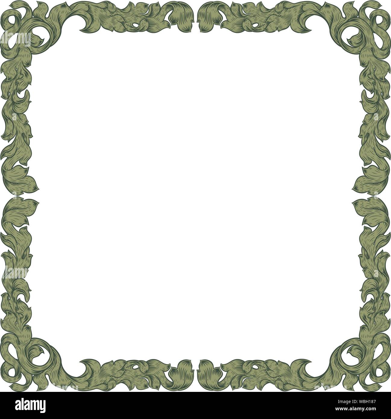 Filigree Heraldry Leaf Pattern Floral Border Frame Stock Vector Image ...