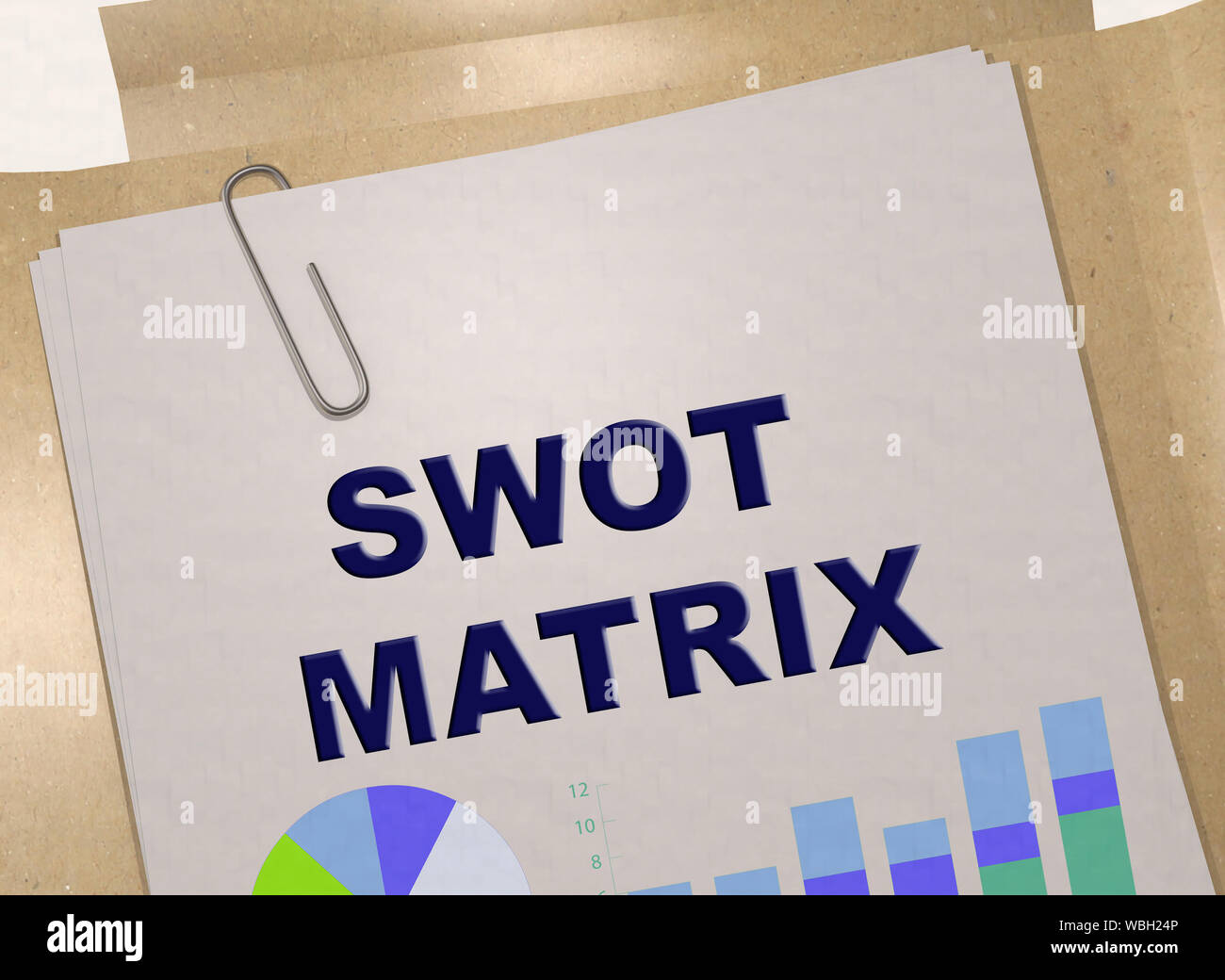 3D illustration of SWOT MATRIX title on business document Stock Photo ...
