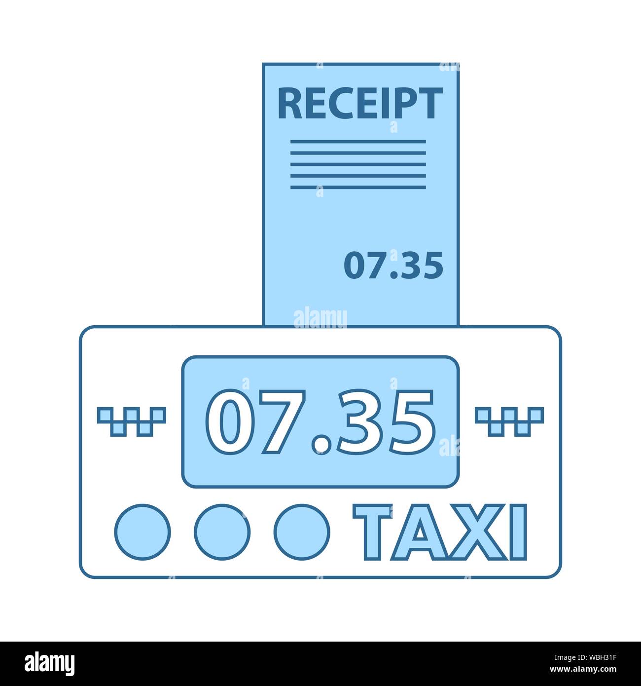 Taxi Meter With Receipt Icon. Thin Line With Blue Fill Design. Vector ...