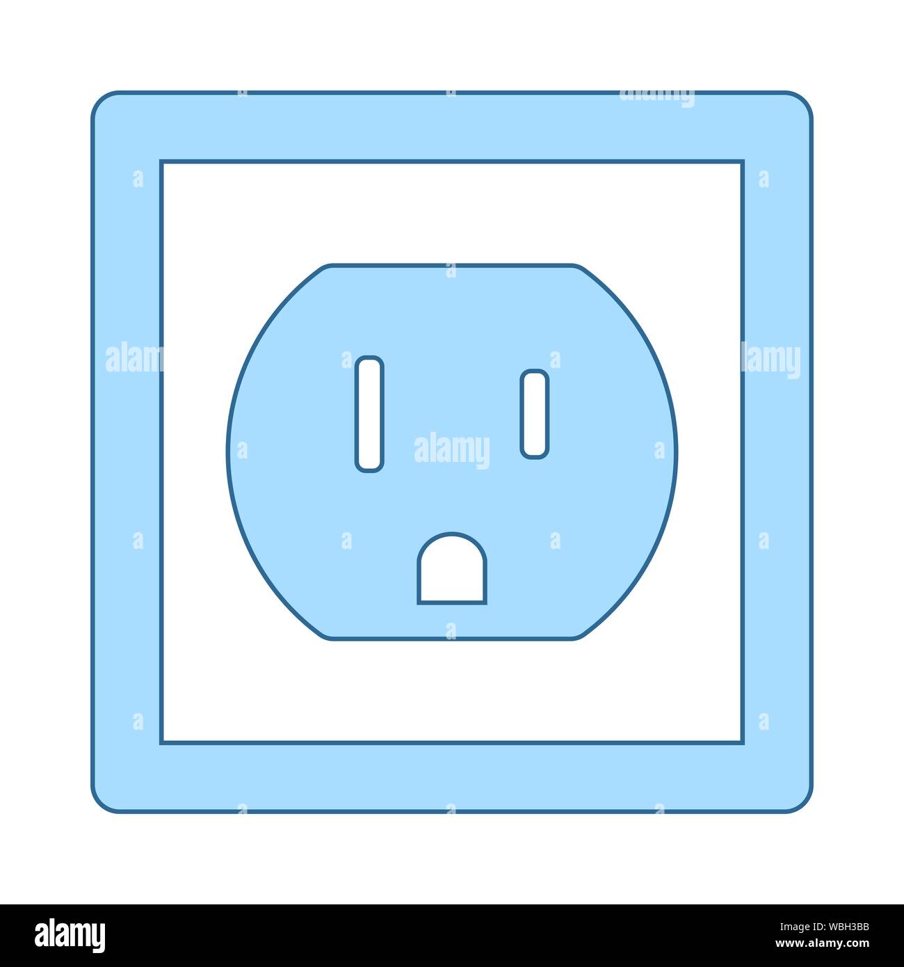 Electric Outlet Icon. Thin Line With Blue Fill Design. Vector ...