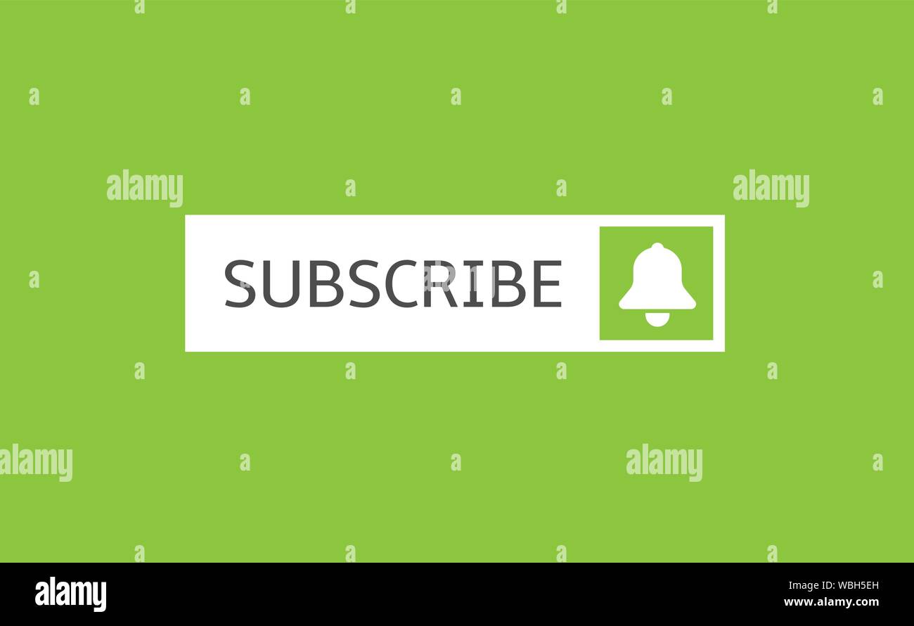 Subscribe banner template. White Subscribe button with bell icon over ...