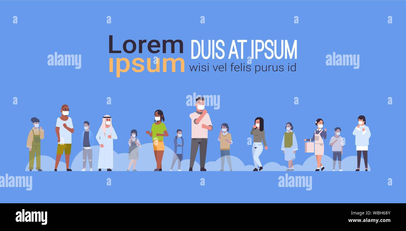 people wearing face masks environmental industrial smog dust toxic air ...