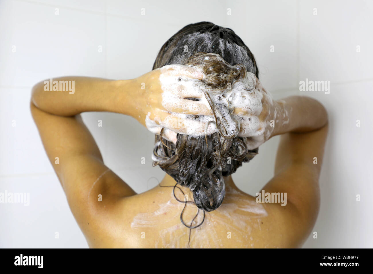 Woman Showering Home High Resolution Stock Photography and Images - Alamy