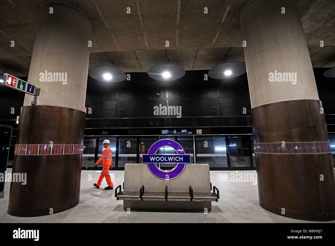 One of the platforms for the new Elizabeth Line at Woolwich station in ...
