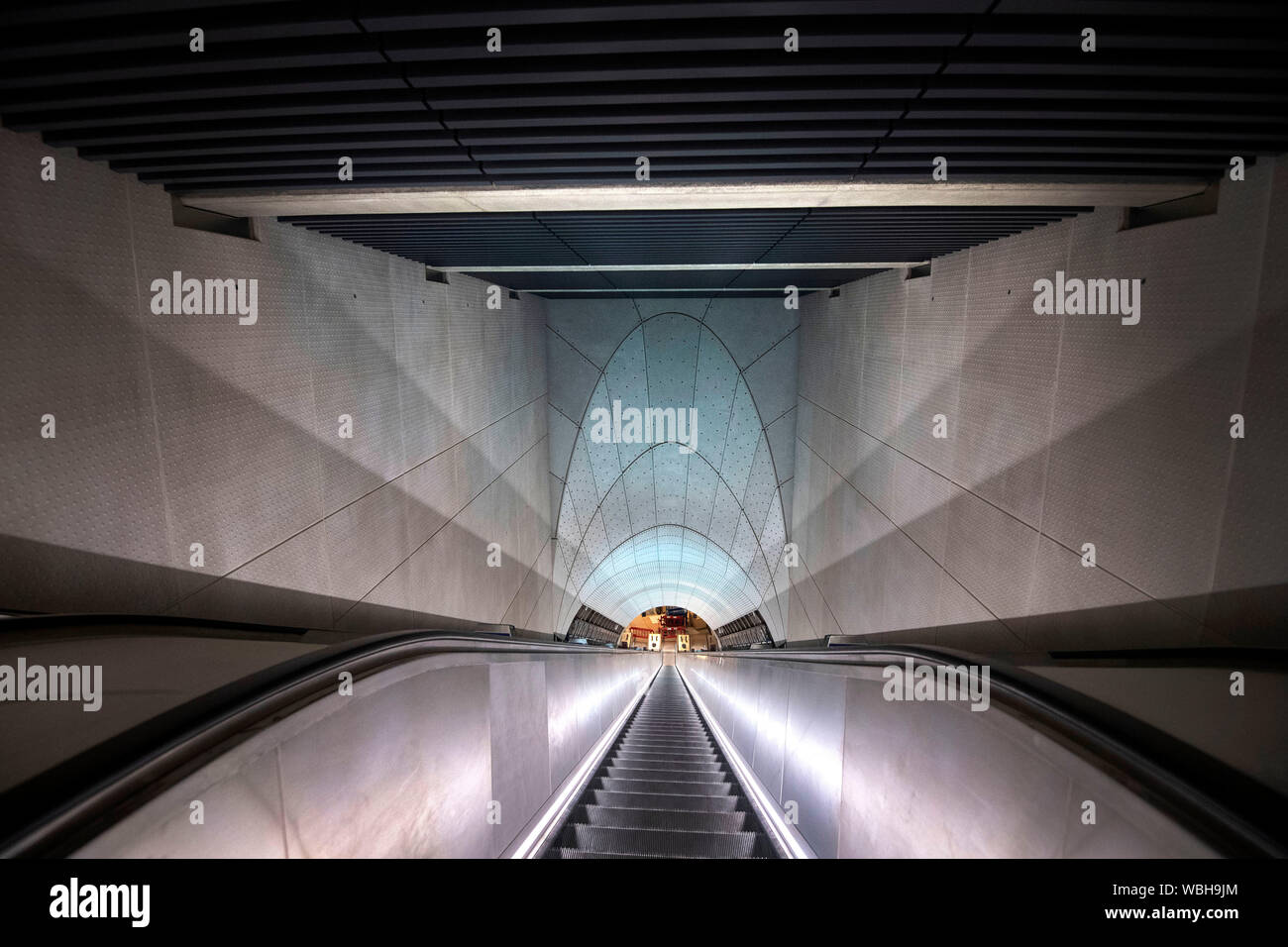 An escalator for the new Elizabeth Line at Whitechapel station in east ...