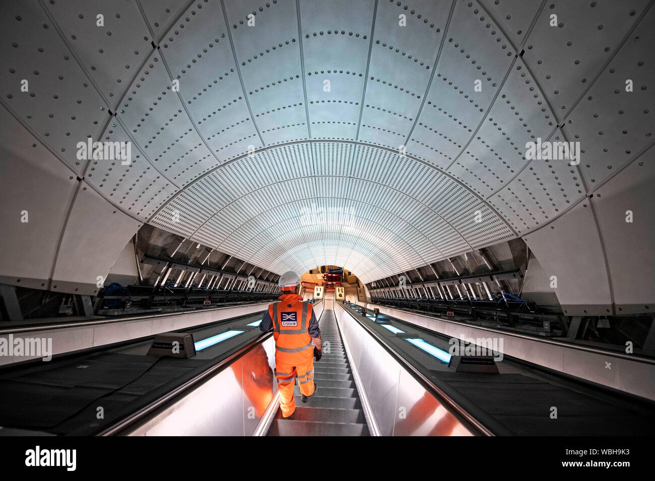 An escalator for the new Elizabeth Line at Whitechapel station in east ...