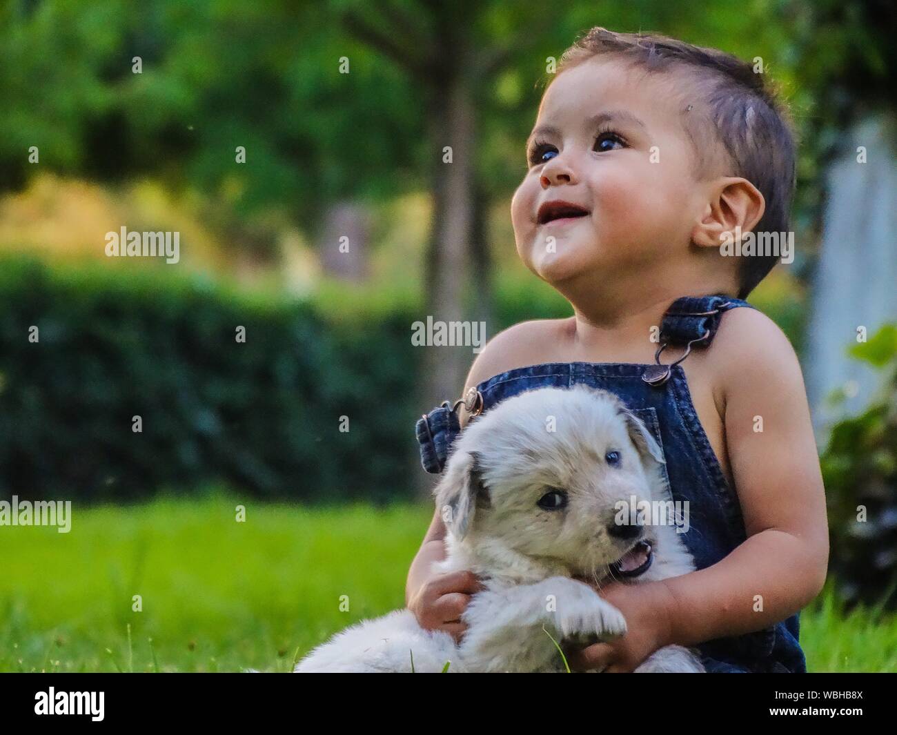 Baby boy with pet hi-res stock photography and images - Alamy