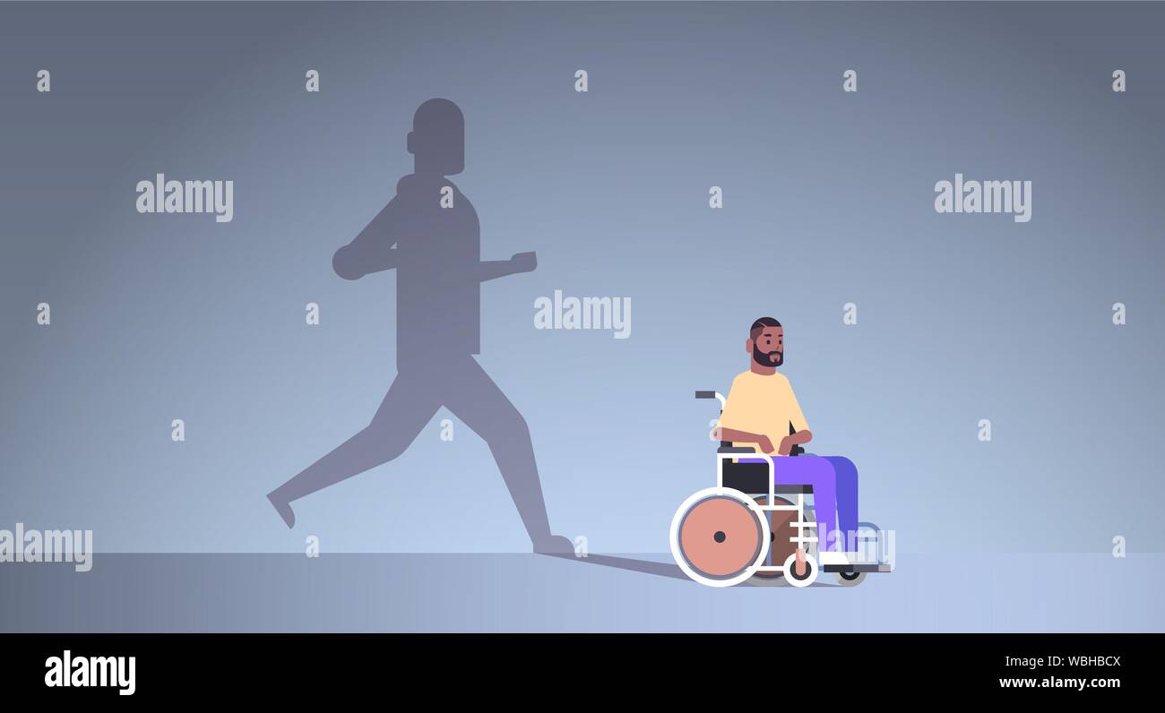 disabled african american guy on wheelchair dreaming about recovery ...