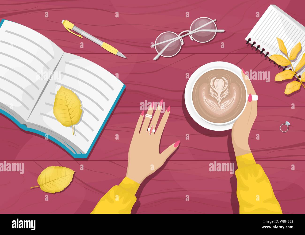 Top view yellow notebook Stock Vector Images - Alamy