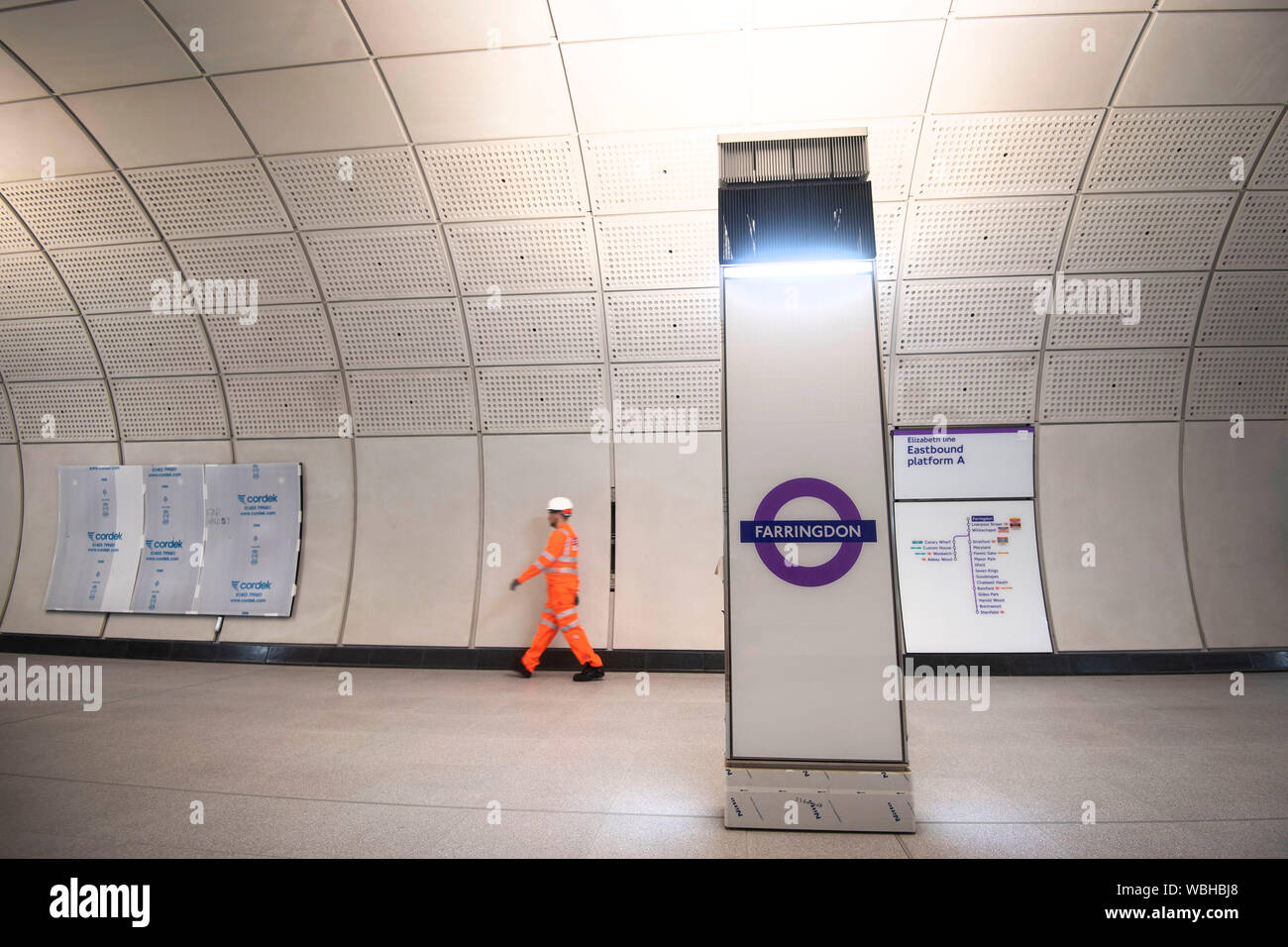 One of the platforms for the new Elizabeth Line at Farringdon station ...
