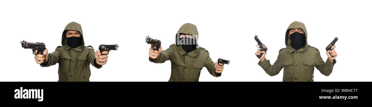 The masked man in criminal concept on white Stock Photo - Alamy