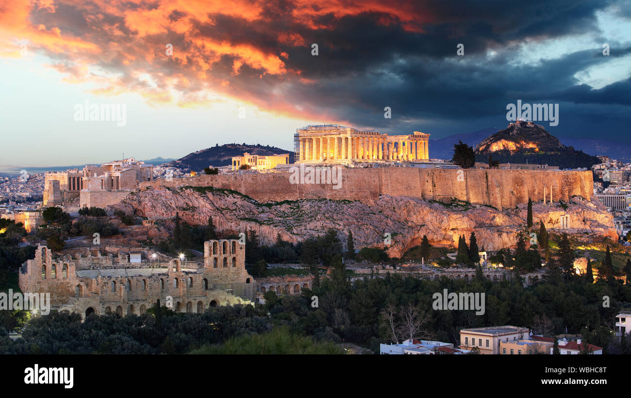 Athens - Acropolis at sunset, Greece Stock Photo - Alamy