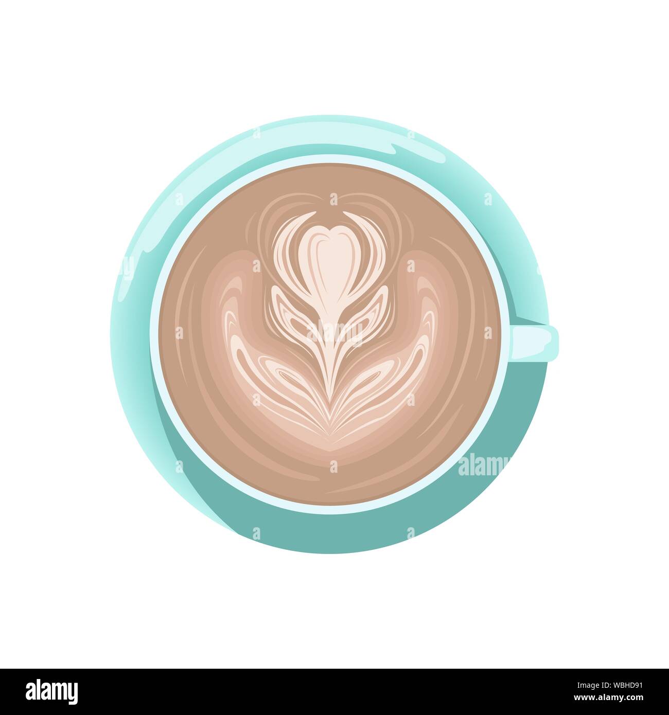 A Cup of cappuccino with a pattern on the milk foam. The view from the ...