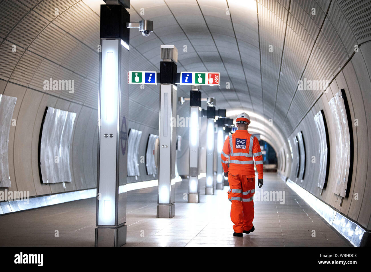 A walkway for the new Elizabeth Line at Liverpool Street station in ...