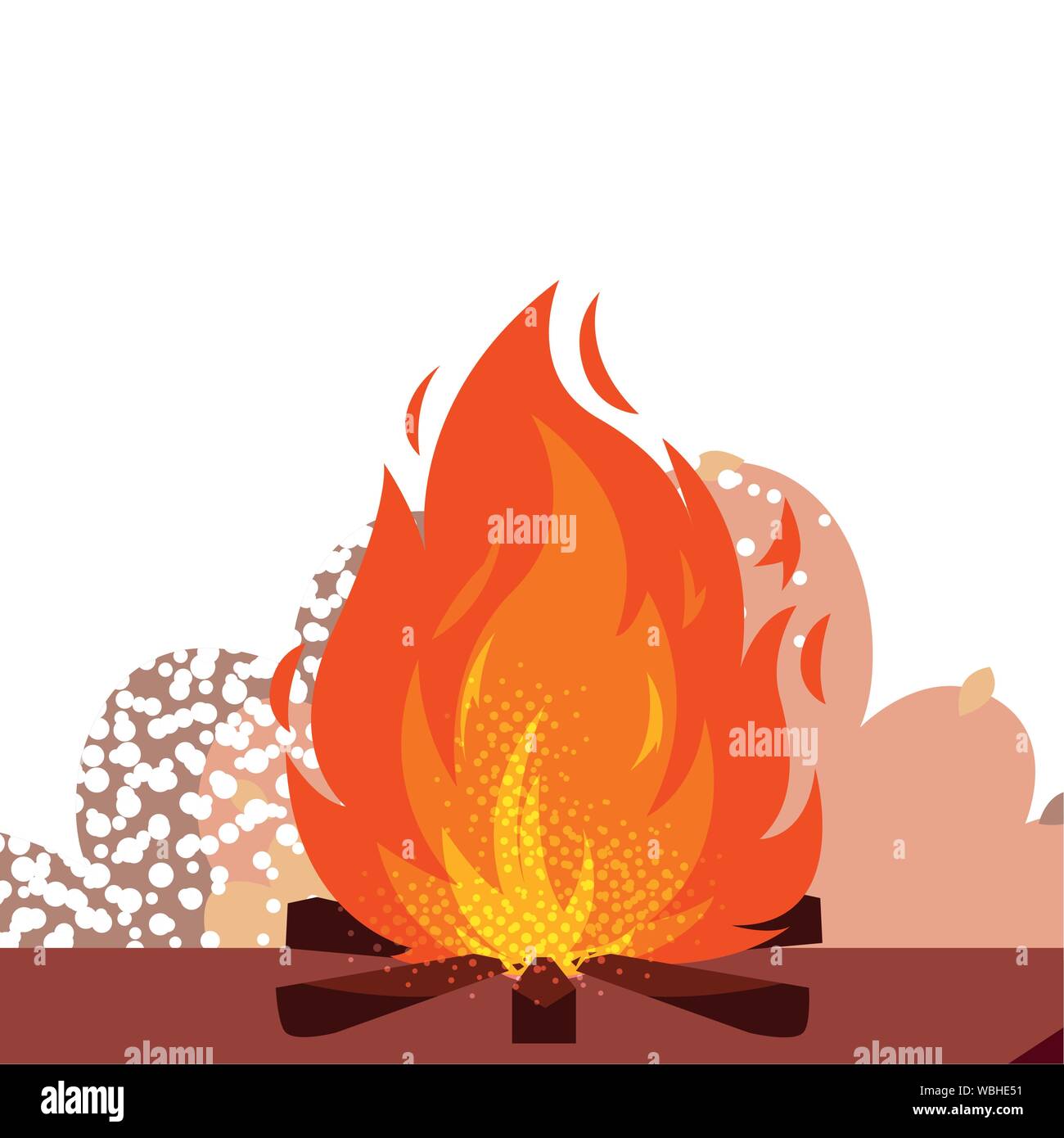 happy autumn season bonfire burning flame vector illustration Stock ...