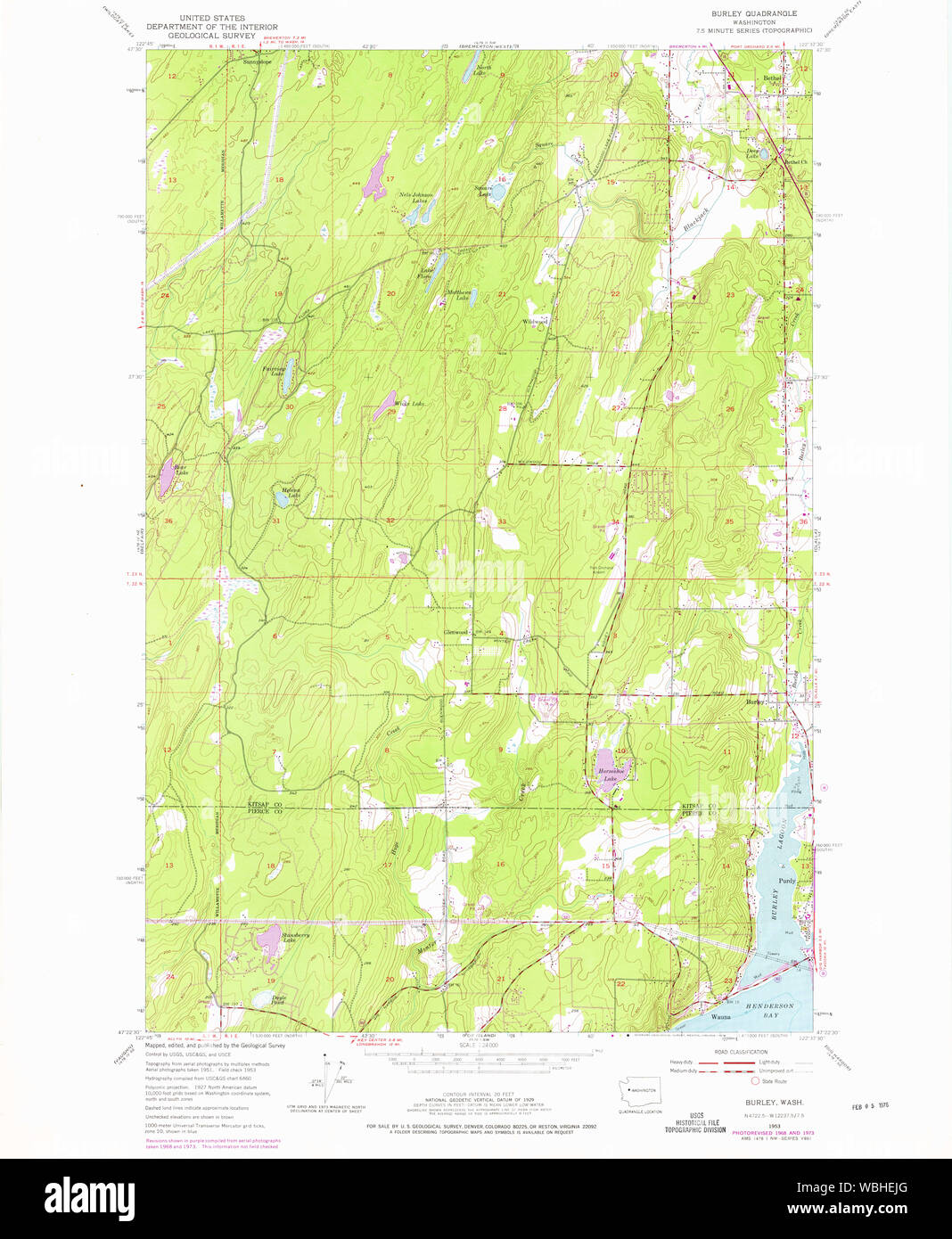USGS Topo Map Washington State WA Burley 240279 1953 24000 Restoration ...