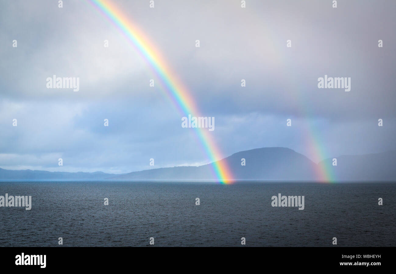 double rainbow over the Norwegian Sea Stock Photo - Alamy