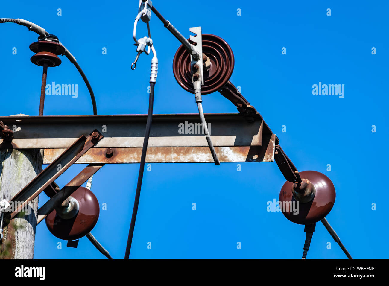 Overhead Electricity and Telephone Communication Utility Poles and ...