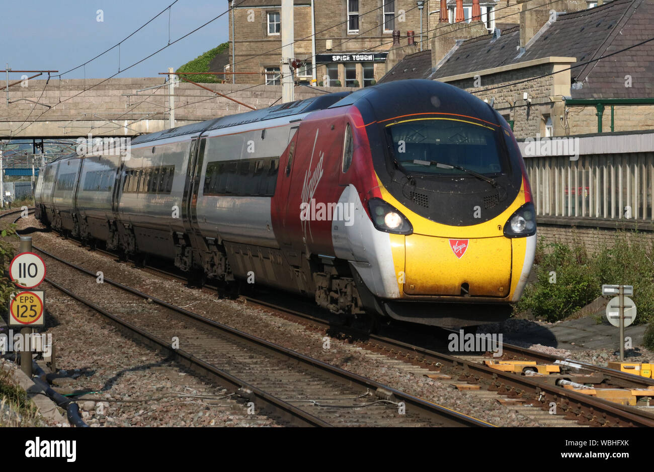 Virgin West Coast flowing silk liveried Pendolino electric multiple ...