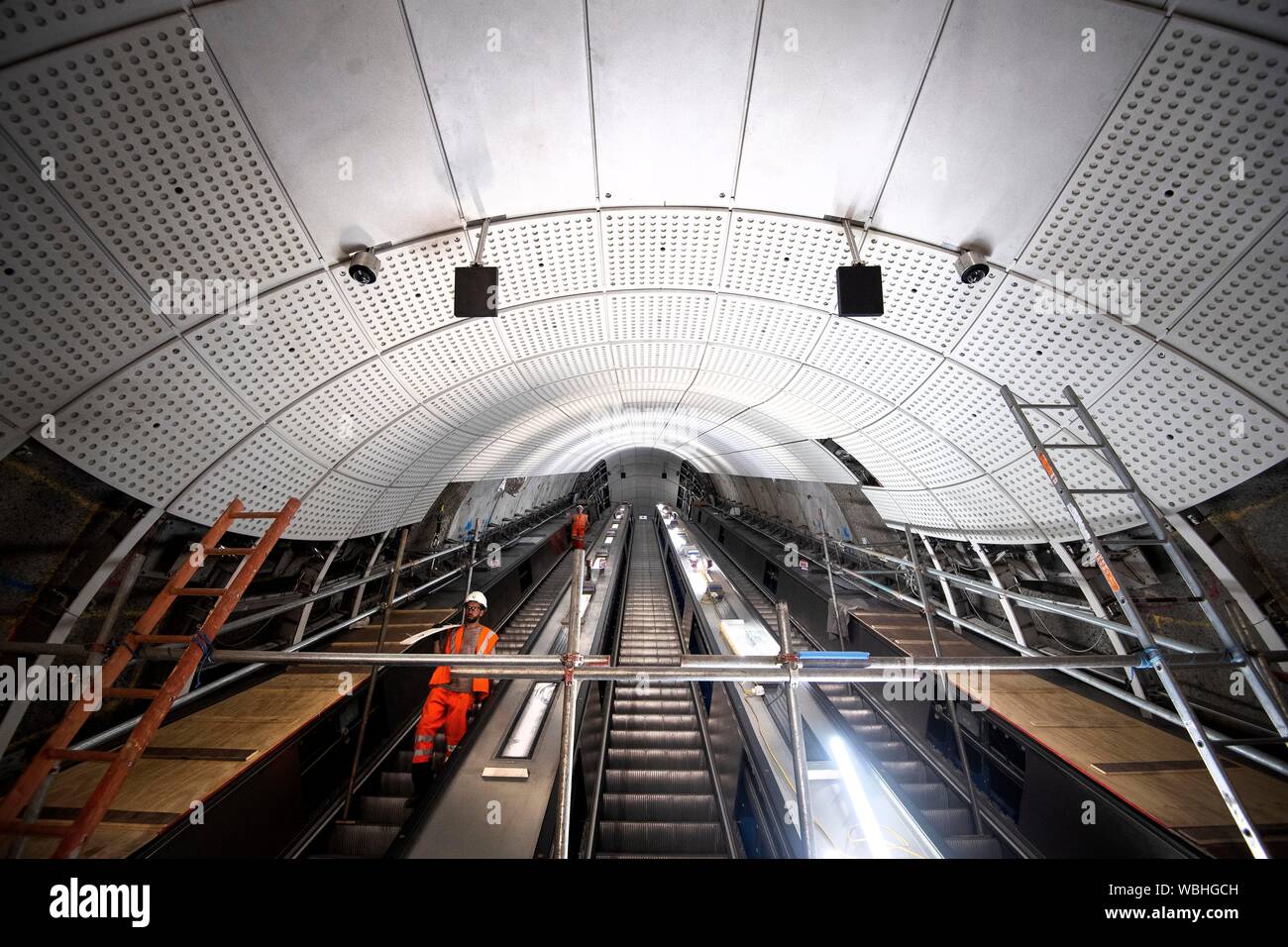 An escalator for the new Elizabeth Line at Liverpool Street station in ...
