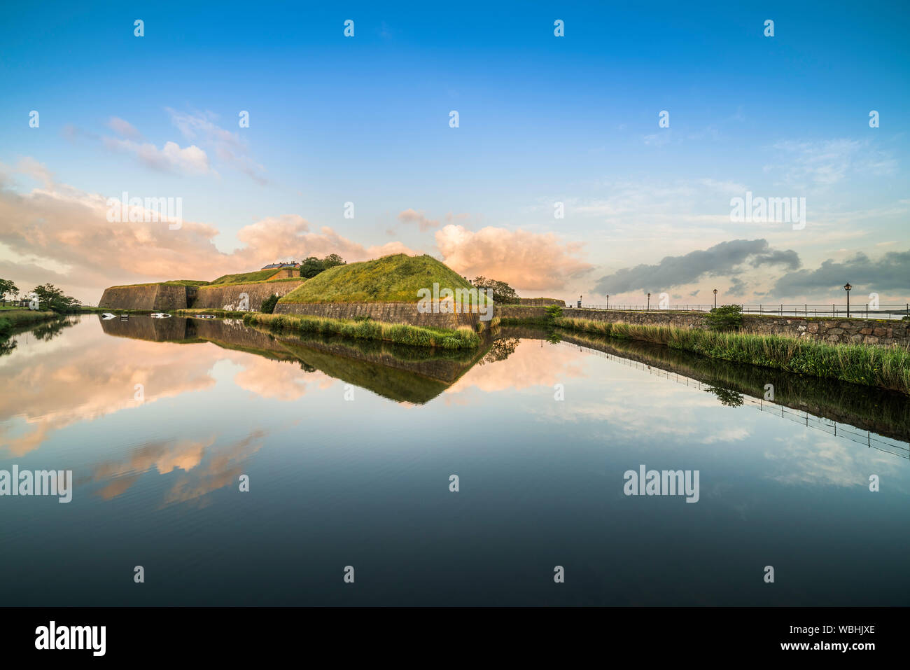 Varberg fortress and moat at dawn. Varberg, Halland, Sweden ...